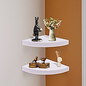 Corner Floating Shelves Wall Mount (2 Pack) (White)
