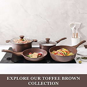 SENSARTE Nonstick Cookware Set 13-Piece, Healthy Pots and Pans Set Non-toxic Kitchen Cooking Set with Granite Coating, Stay-Cool Handles, Silicone Utensils and Pot Protectors, PFOA Free