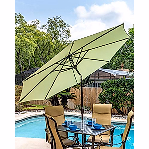 Pebble Lane Living QD01-LIME Patio Umbrella, Bronze Aluminum Frame with Hand Crank & Push Tilt Action, Vented Top, UV & Water Resistant, Lime Green, 9' Diameter