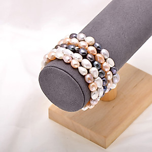 Cultured Freshwater Baroque Pearl Stretch Bracelet 7 Inch, 8-9 mm/Natural White Color