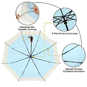 Lejorain Folding Golf Rain Umbrella - Wind Resistant 54inch Extra Large Compact Umbrella for Travel 210T Teflon Study Collapsible Adult Umbrella