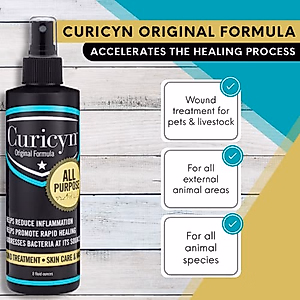 Curicyn, Wound Treatment Spray for All Animals - Original Formula, Helps Reduce Inflammation, Easy and Effective Pet Wound Care, Dog and Cat Skin Care Infection Treatment, - 8 oz Spray Bottle