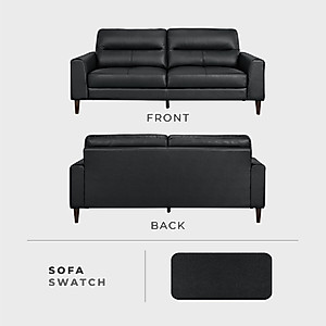 Lexicon Leather Couch Sofa, Modern Couch Sofa, Top Grain Leather Sofa, Oversized Sofa for Living Room, Bedroom, Office, Apartment, Waiting Room, 3-Seater Couches, Black