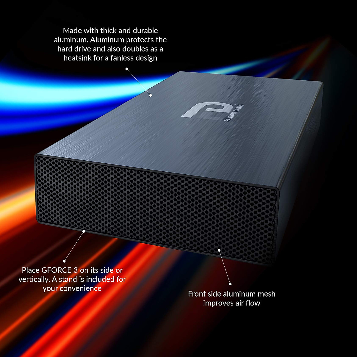 Fantom Drives FD 4TB 7200RPM External Hard Drive - USB 3.2 Gen 1 - 5Gbps & eSATA - GForce 3 Aluminum - Black - Compatible with Mac/Windows/PS4/Xbox (GFP4000EU3) by Fantom Drives