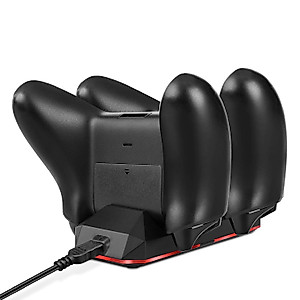 TNP Dual Charging Station for Xbox One Controller w/ 2 Rechargeable 600mah Lithium Batteries, Dock Cradle Base Charger w/USB Cable, LED Status Indicator for Xbox One S/X Wireless Gaming Controller