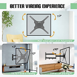 Mount Plus MP-L28-400 Long Arm Full Motion TV Wall Bracket with 28 inch Extension Articulating Arm | Fits Screen Sizes 23 to 55 Inch | VESA 400x400mm Compatible (28" Extension 19" to 55" TV)