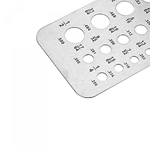 uxcell Stainless Steel Fractional Size Drill Gauge for 1/16-1/2 Inch Size Bits, Diameter Index Gauge