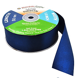 Mandala Crafts Navy Blue Satin Ribbon 3 Inches Wide for Crafts - Navy Blue Ribbon Satin for Hair - Solid Color Double Faced Satin Ribbon 25 Yards Roll for Wedding Gift Bows