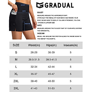 G Gradual Women's 5" High Waisted Swim Board Shorts with Phone Pockets UPF 50+ Quick Dry Beach Shorts for Women with Liner(Black, Large)