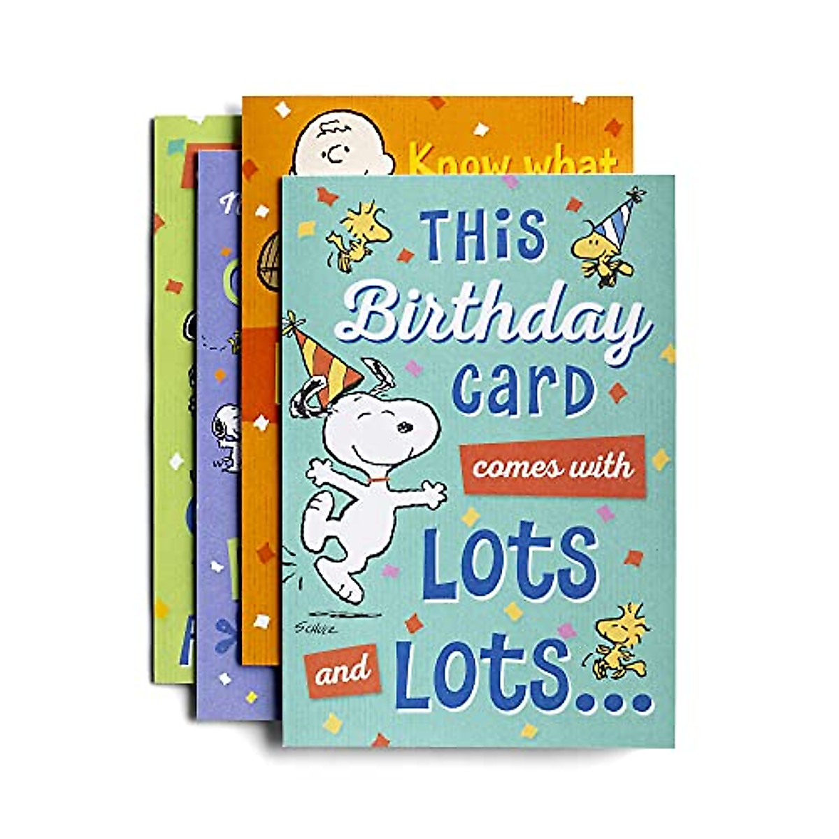 DaySpring - Peanuts - Happy Birthday - 4 Design Assortment with Scripture - 12 Boxed Cards & Envelopes (J0381)