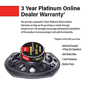 BOSS Audio Systems CH6940B Chaos Series 6 x 9 Inch Car Stereo Door Speakers - 500 Watts Max, 4 Way, Full Range Audio, Tweeters, Coaxial, Sold in Pairs…