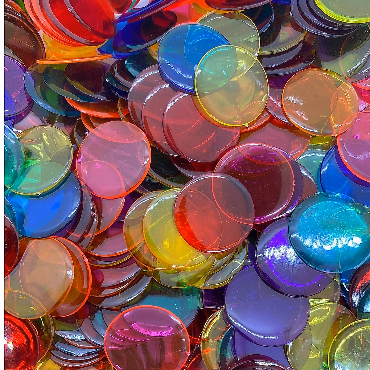 MR CHIPS Plastic Bingo Chips for Bingo Games 150 Count Bag - Solid and Transparent Colors Counting Chips - Solid Red - 3/4 Inch