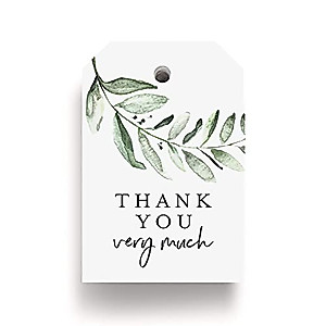 Bliss Collections Thank You Gift Tags, Rustic Greenery, Thank You Very Much Gift Tags for Weddings, Bridal Showers, Birthdays, Parties, Baby Showers, Wedding Favors or Special Events, 2"x3" (50 Tags)