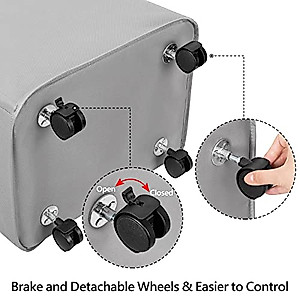 WOWLIVE 90L Large Laundry Hamper with Lid and Wheels Rolling Collapsible Laundry Basket Handle Foldable Tall Dirty Clothes Hamper Dorm Room Storage for Bedroom Bathroom, Grey