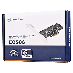 SilverStone Technology ECS06 6 Port SATA Gen3 (6Gbps) Non-RAID PCI Express Gen3 x2 Card, TAA Compliant