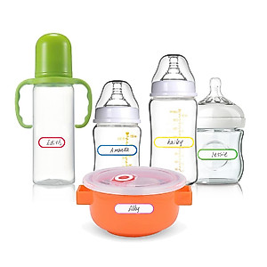 Baby Bottle Labels for Daycare, 128 PCS Waterproof Name Labels for Kids Stuff School Supplies, Self Laminating, Dishwasher Safe, Name Stickers for Sippy Cup, Plastic Water Bottle, Day Care Essentials