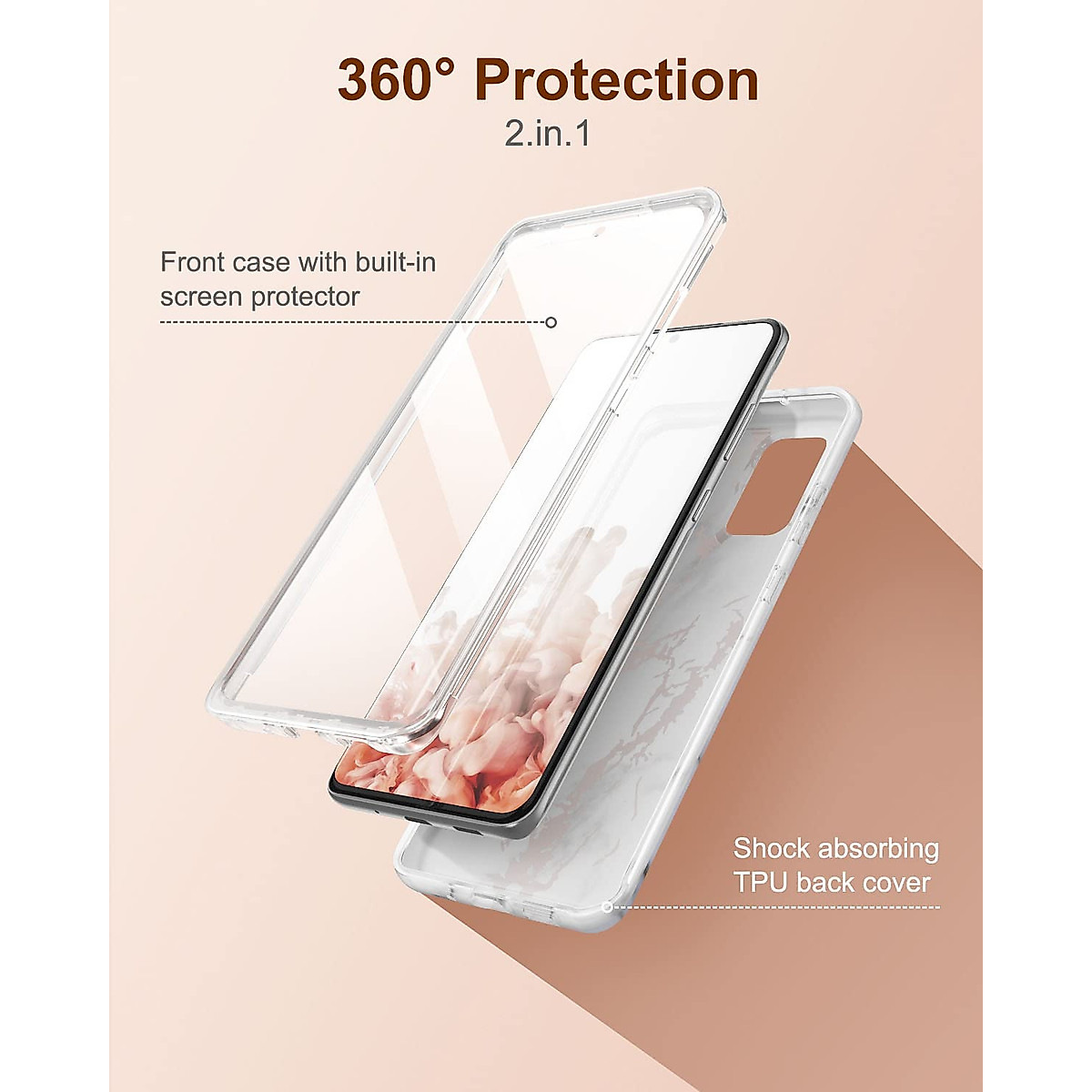SURITCH for Galaxy S20 Plus Case, [Built-in Screen Protector] Marble Full-Body Protection Shockproof Rugged Bumper Protective Case for Samsung Galaxy S20 Plus 5G 6.7 Inch (Gold Marble)