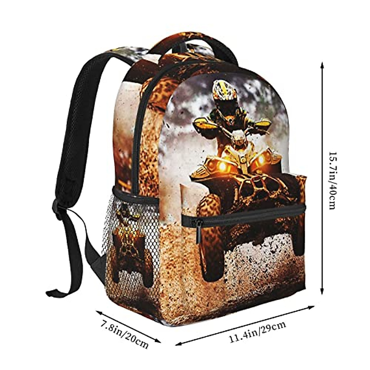 Limhibu Travel Laptop Backpack Dirt Quad Bike 4 Wheelers Off Road Ride On Atv Backpacks Durable Daypack Notebook Computer Bag Gifts for Men Women Adults