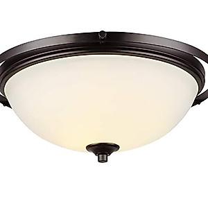 Globe Electric 61008 2-Light Flush Mount, Dark Bronze, Frosted White Glass Shade