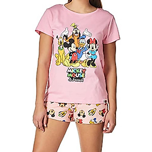 Disney Womens Mickey Mouse Minnie Mouse and Friends Pajamas Pink Large