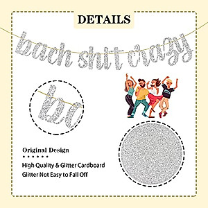 WeBenison Bach Shit Crazy Banner / Funny Bachelorette Engagement Party Banner / Bridal Shower Party Decoration Supplies / Silver Glitter