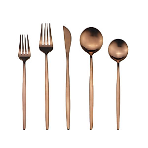 Uniturcky 30 Pieces Titanium Rose Plated 304 Stainless Steel Flatware Sets, Satin Finish Silverware Set Include Dinner Knife Fork Spoon, Cutlery Set,Matte Polished Utensils Service for 6
