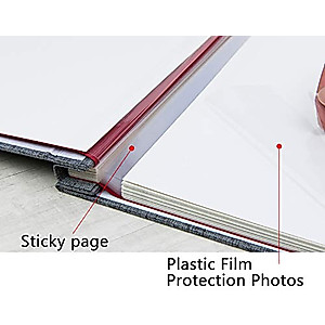 potricher Large Photo Album Self Adhesive 3x5 4x6 5x7 8x10 Pictures Linen Cover 40 Blank Pages Magnetic DIY Scrapbook Album with A Metallic Pen (Gray)