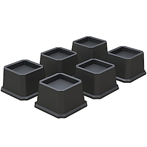 Whynonap Bed Risers 2 Inch Heavy Duty Bed Elevators, Set of 6 Lifts Up 2000 lbs Furniture Riser for Sofa and Table, Black