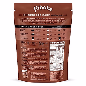FitBake Chocolate Cake Baking Mix | 2g Net Carbs | Keto Friendly Low Carb Food | No Added Sugar Keto Snack | Zero Sugar & Gluten Free Desserts | Naturally Sweetened Cake Mixes Keto Food 8.75oz