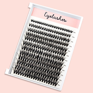 Cluster Lashes 240pcs Lash Extension D Curl False Eyelashes Individual Lash Clusters Eyelash Extension Mixed Length Eyelash Clusters Natural Look Eyelash Extension Cluster Lashes (40D-0.07D-9-16mm)