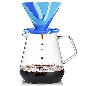 Qullai The Original JavaFlex Premium Foldable Silicone Pour Over Coffee Maker and Storage Pouch. Uses #2 V60 Cone Coffee Filters