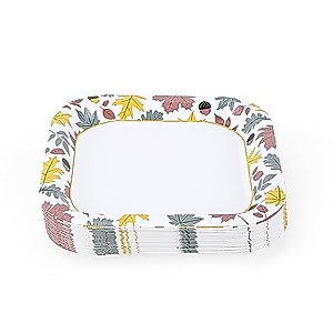 Glad Everyday Square Disposable Paper Plates with Falling Foliage Design, Small | Cut-Resistant, Microwavable Paper Plates for All Foods & Daily Use | 7 Inches, 30 Count