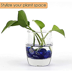 ZRTNY Blue Flat Bead Glass Beads Vase Fillers Fish Tank Aquarium Pebbles Decoration Gem Flat Beads Filled Marbles Bulk (1LB)