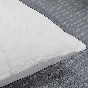 Home Soft Things 3 Piece Throw Pillow Set Rabbit Faux Fur Super Soft Comfy Fluffy Throw 2 Accent Square Pillowcases, Bright White, 50'' x 60''