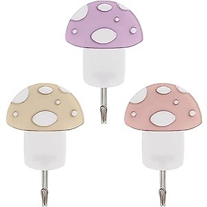 Cabilock Decorative Wall Hooks Sticky Hooks Mushroom Shape Single Hangers Adhesive Coat Hat Hooks for Bathroom Bedroom Door Wall 3Pcs (Random Color)