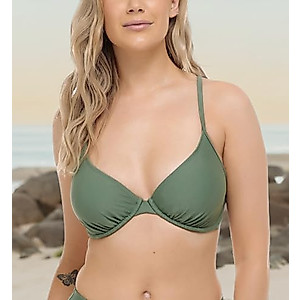 Body Glove Women's Standard Smoothies Solo Solid Underwire D, DD, E, F Cup Bikini Top Swimsuit, Cactus, D