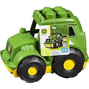 MEGA BLOKS John Deere Toddler Building Blocks Toy Set, Lil’ Tractor with 6 Pieces and Storage, 1 Figure, Green , Ages 1+ Years