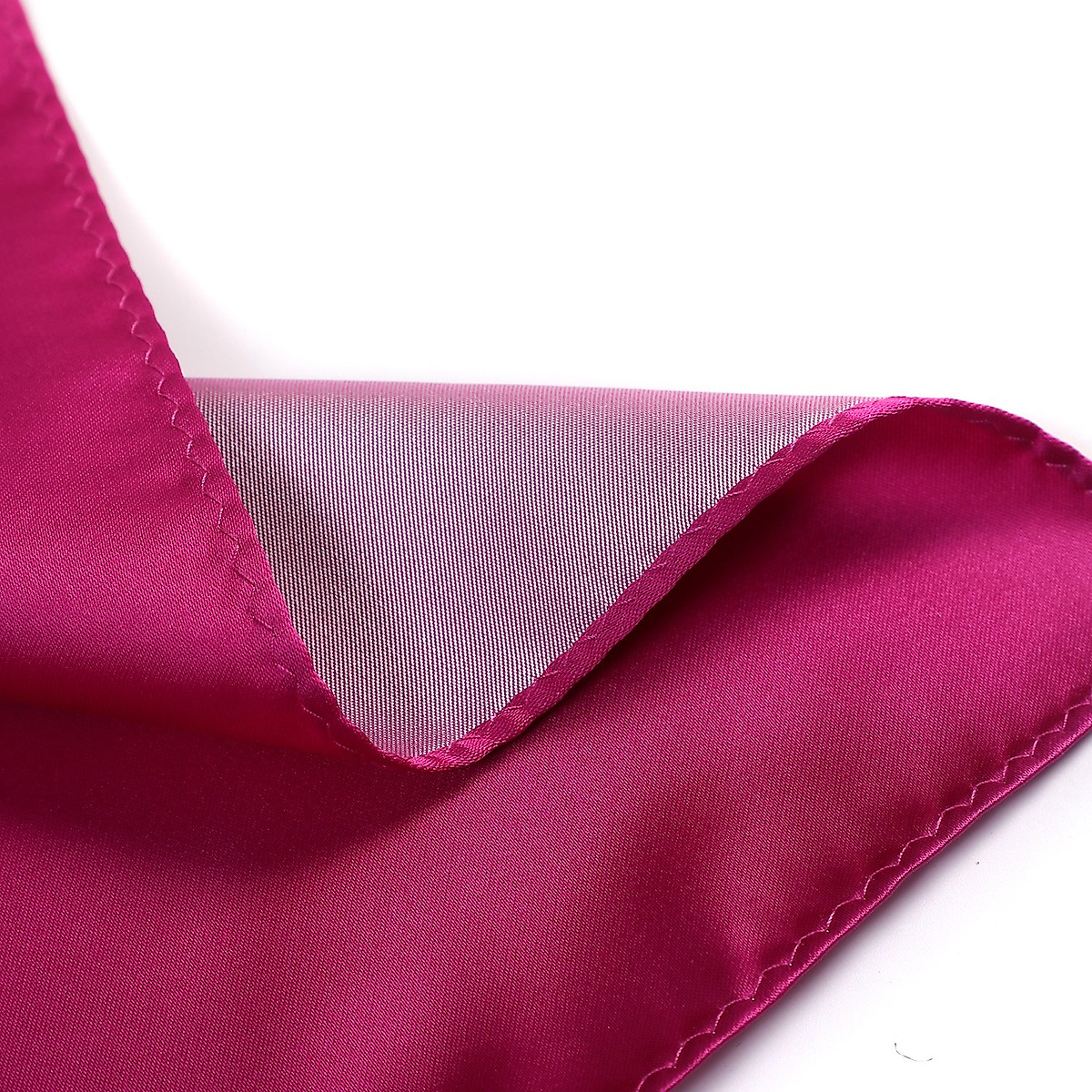 fortunatever Mens Solid Satin Neckties With Gift Box+Pocket Square(Magenta)