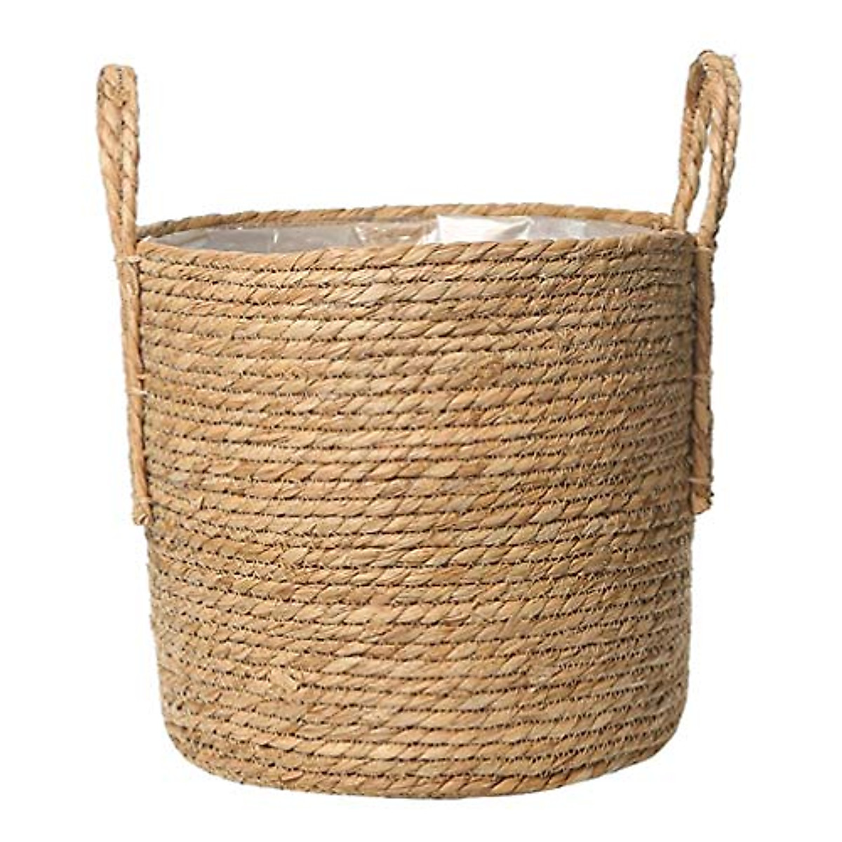 Cabilock Seagrass Plant Basket Hand Woven Belly Basket Bin Straw Beach Bag Panier with Handles for Laundry Picnic Plant Pot Cover Flower Home Toys Decor 25CM Khaki