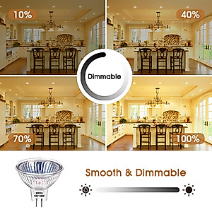 MR16 Halogen Bulb 50W, 6 Pack 12V MR16 Light Bulbs GU5.3 Base, Dimmable Spotlight 2800K Warm White with Clear Glass Cover, MR16 2 Pin Halogen Lamps for Landscape, Track Lights, Range Hood Lights