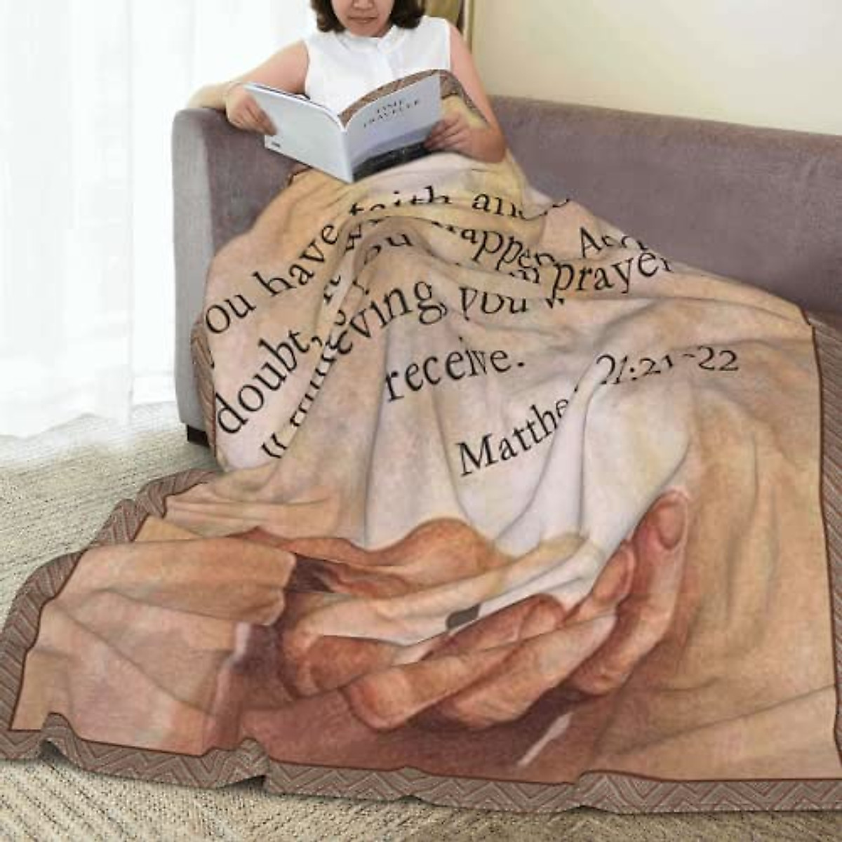 Socofuz Inspirational Gifts for Women Men, Scripture Blanket, Christian Gifts for Women Faith, Christian, Religious, Catholic, Encouragement Gifts, Throw Blanket for Prayer and Compassion 50x60 inches