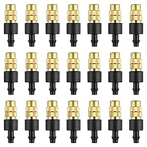 30PCS Adjustable Copper Atomizing Nozzle Kalolary Drip Irrigation Sprayer 4/7mm Atomizing Micro Sprinkler Garden Cooling Irrigation Equipment for Lawn Vegetables Greenhouse (Short)