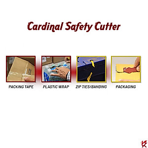 Cardinal Cutter Safety Box Cutter, Cardboard, Shrink Wrap, Plastic Banding & Packaging, Film, Seatbelts, Twine, Bags, Zip Ties - Made In USA - Carbon Steel Blade - Disposable/Recyclable (5, Yellow)