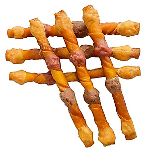 Hubert Pet Gourmet 5-in-1 Large Pork Hide Kabobs – Quad Flavor Chews in a 10-Piece Bag, 10" Chews for All Dog Sizes, 1.8 lb Pack