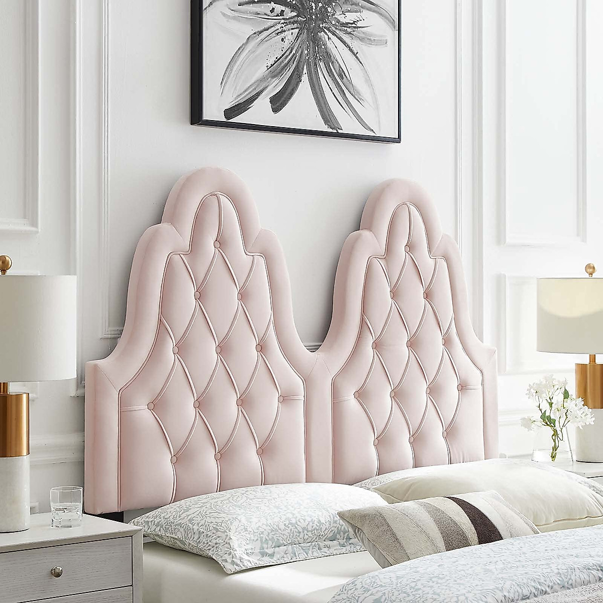 Modway Augustine Tufted Performance Velvet Headboard, King/California King, Pink