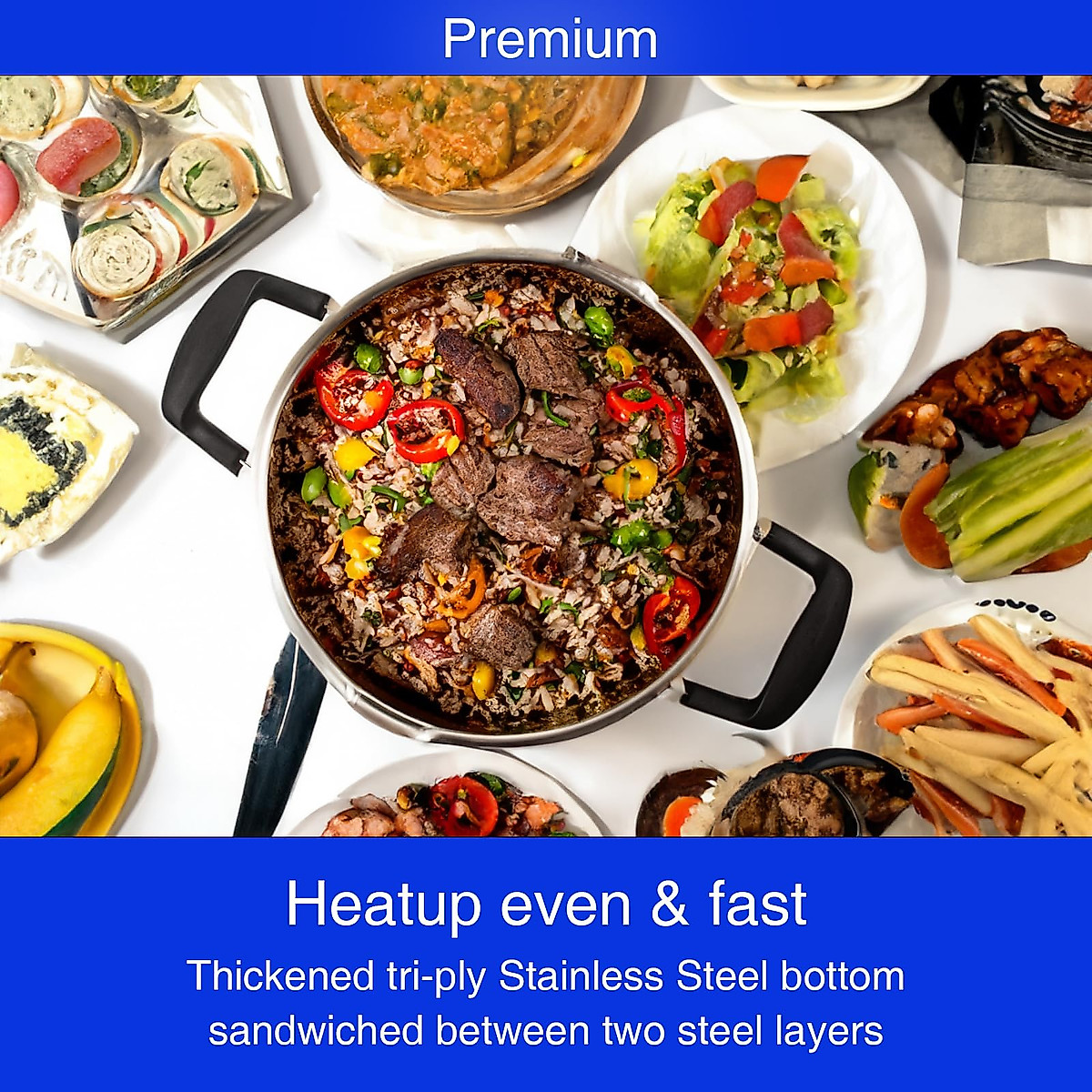 Stainless Steel Cookware Pasta Pot by Cyrder – 5 Quart, Strainer in Glass Lid, Two Side Spouts, Capsule Bottom Stock Pot, Durable & dishwasher safe