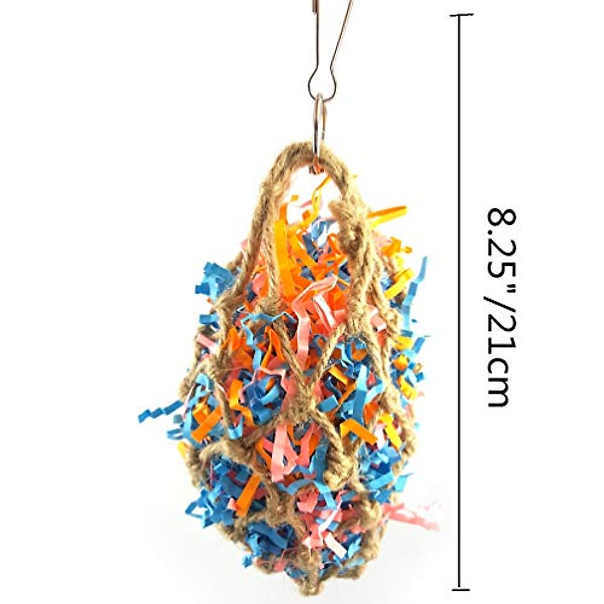 Bird Jute Paper Strips Parrot Mesh Bag Hanging Chewing Toy for Parakeet Cockatiel Conure Cockatoo African Grey Macaw