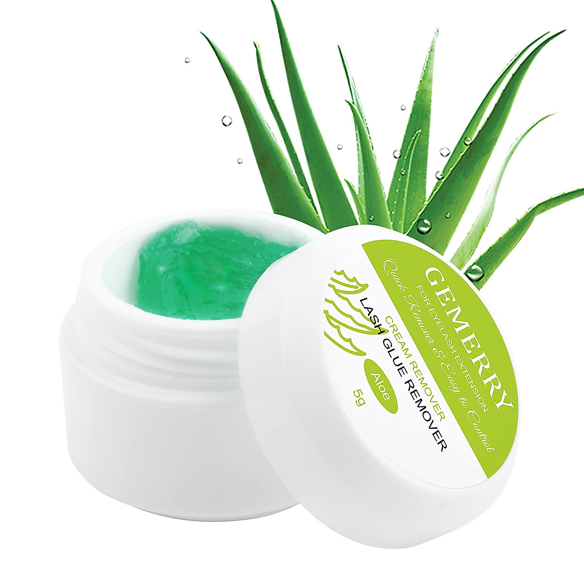 GEMERRY Lash Glue Remover 5g Cream Eyelash Glue Remover Gentle Formula Cream Remover for Sensitive Skin Fast Disslove Lash Remover for Lash Extensions(Aloe)
