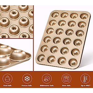 Webake Mini Donut Pan Non-stick 24-Cavity Small Donut Tray Heavy Gauge Bite Size Inch Doughnut Pans for Baking