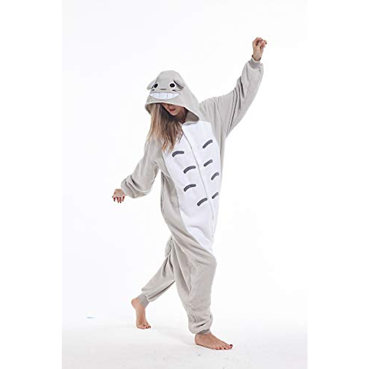 Sqlszt Animal Onesie Adult One Piece Pajamas Unisex Cosplay Costume for Women Men XL Grey